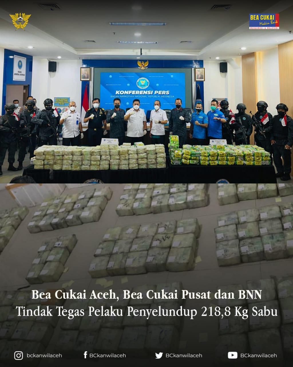Bea Cukai dan BNN Ungkap Penyelundupan 218,8 Kilogram Sabu di Pulau Breuh Aceh Besar
